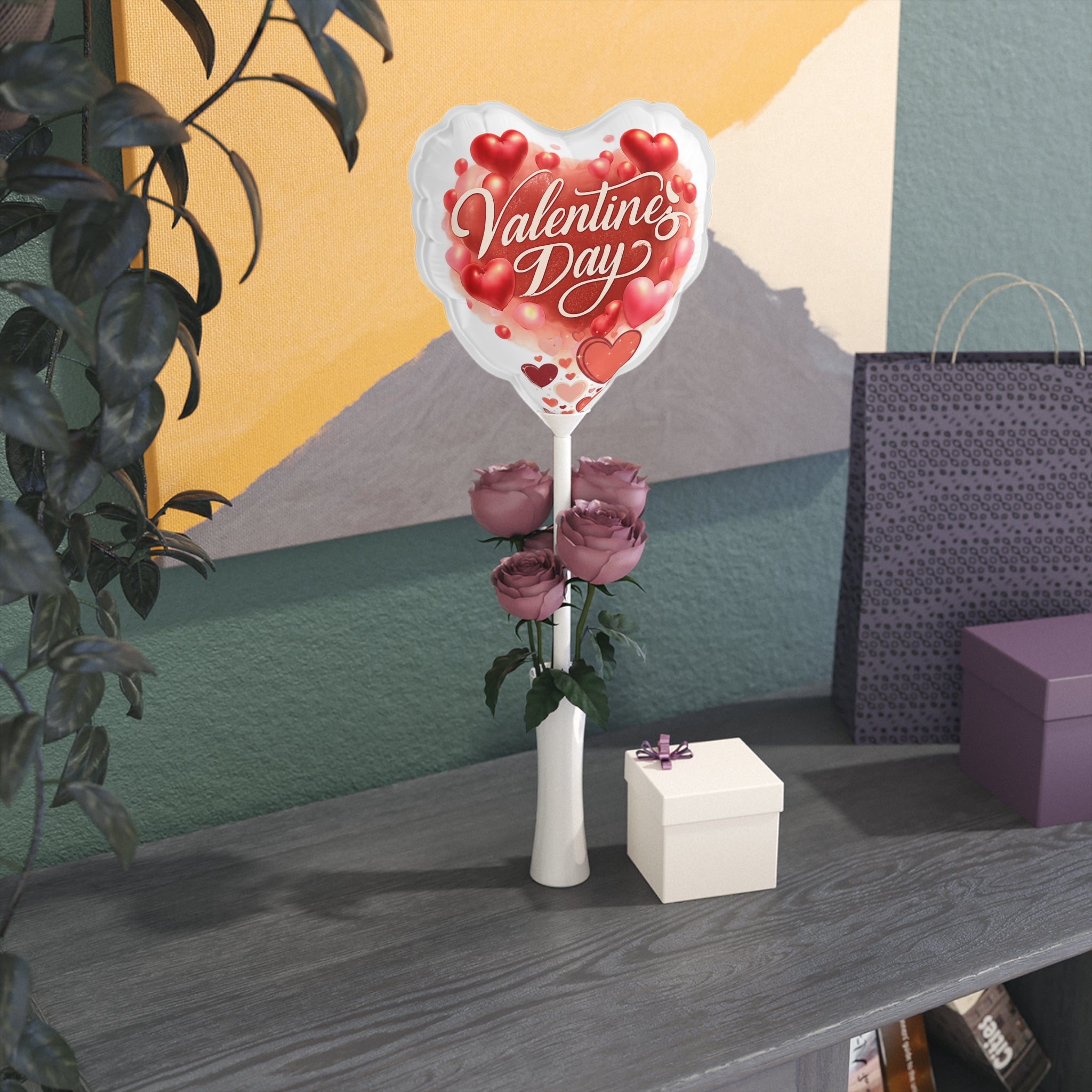 Valentine's Day Heart Balloon – 6" Foil Balloon with Romantic Heart De ...